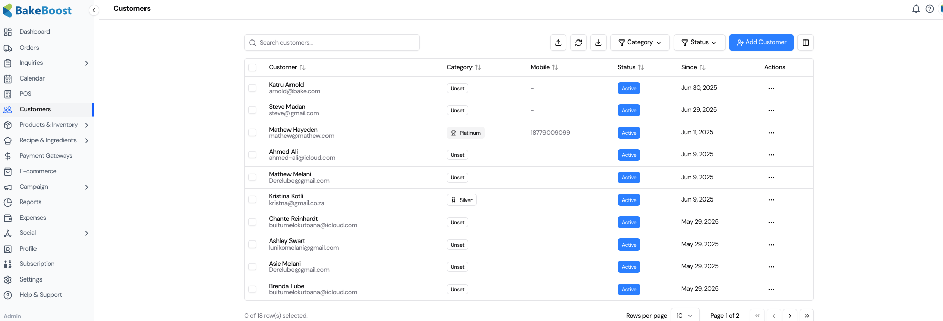Creating and Managing Customers / Contacts